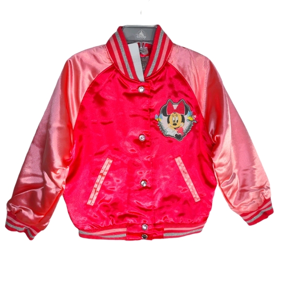 Disney | Jackets & Coats | Disney Coat Minnie Mouse Satin Varsity Jac ...